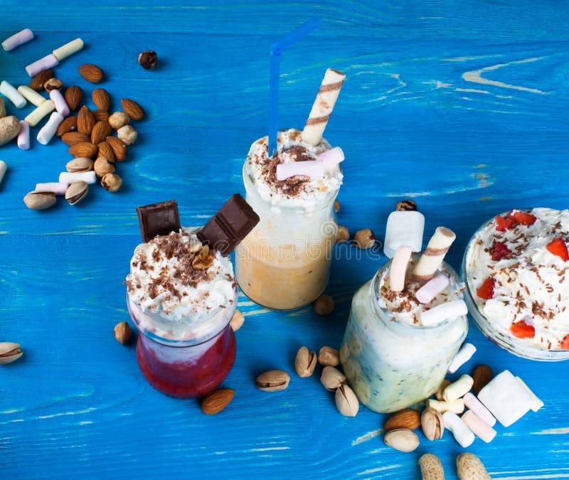 Milkshake with Fruit and Nuts. Stock Image - Image of dairy, drink ...