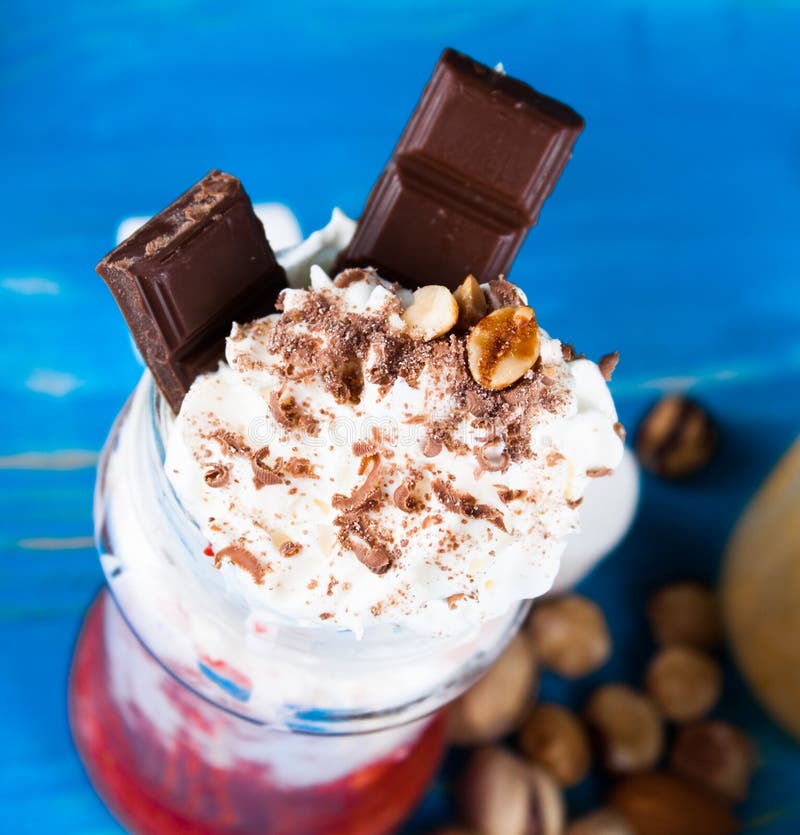 Milkshake with Fruit and Nuts. Stock Photo - Image of protein, glass ...