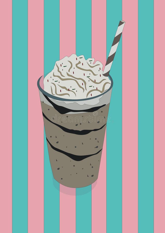 Milkshake in a Glass. Vector Illustration Decorative Design Stock ...