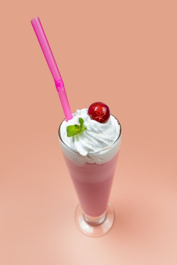 Milkshake in high glass stock image. Image of natural - 67777451