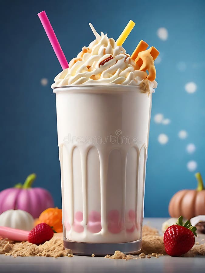 Milkshake, Milk Shake with Fruit Stock Illustration - Illustration of ...
