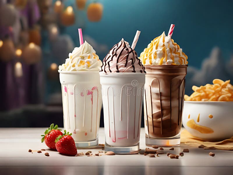 Milkshake, Milk Shake with Fruit Stock Illustration - Illustration of ...