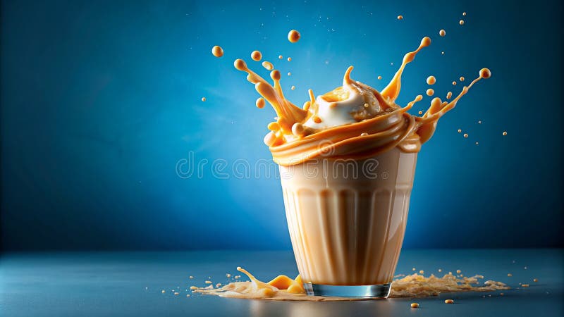 Milkshake in Motion Splashes and Splash Drops Sprinkled with Caramel ...