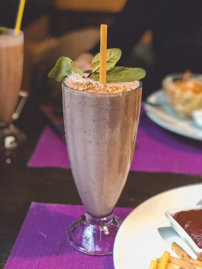 Milkshake with Nuts and Mint. Stock Photo - Image of drink, refreshment ...