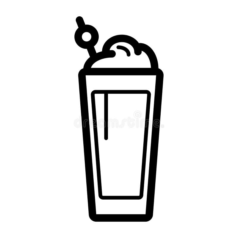 Milkshake Outline Icon, Refreshing Beverage Glass Symbol. Vector Icon ...