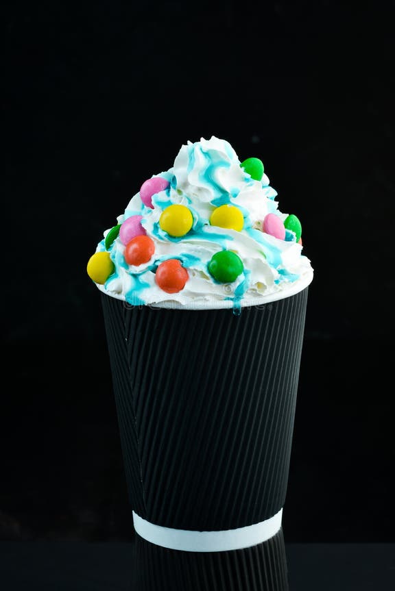 Milkshake in a Paper Cup. on a Black Background Stock Image - Image of ...