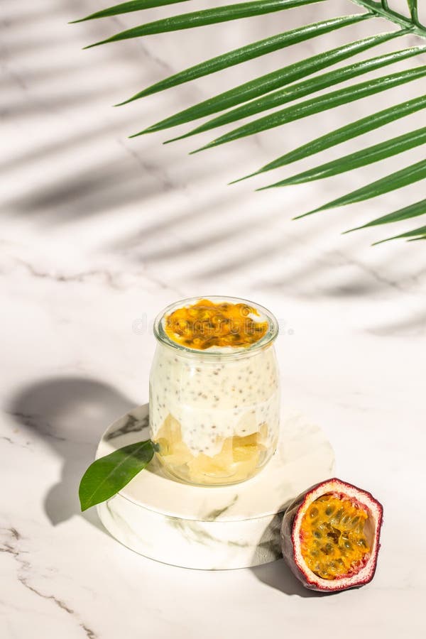 Milkshake with Passion Fruit in a Light Sunny Background, Tropical ...