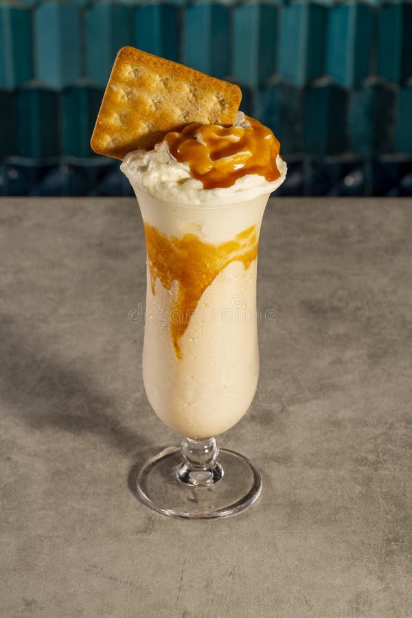 Milkshake with Peanut Butter Flavor and Biscuits Stock Image - Image of ...