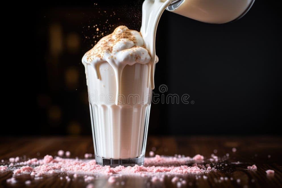 Milkshake Spilling from a Glass on a Table Stock Photo - Image of spill ...