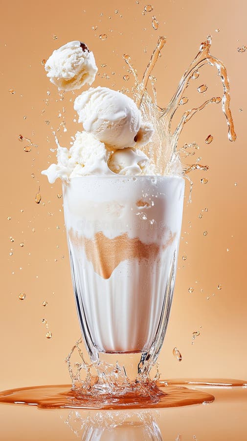 Milkshake Steps Milk, Ice Cream, Syrup Swirl. Stock Photo - Image of ...