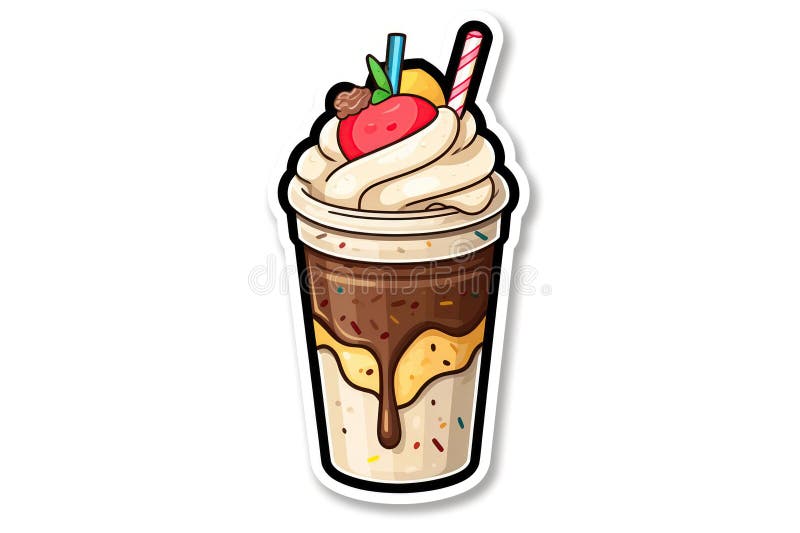 Milkshake Sticker on White Background. Generative AI Stock Illustration ...