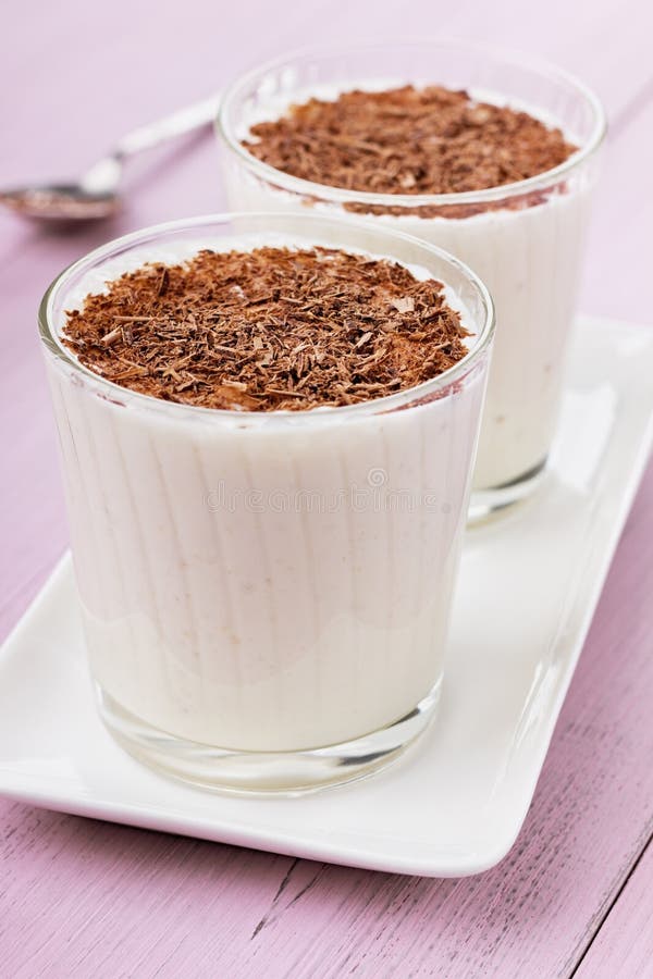 Milkshake for Two with Chocolate Shaving Stock Photo - Image of frozen ...