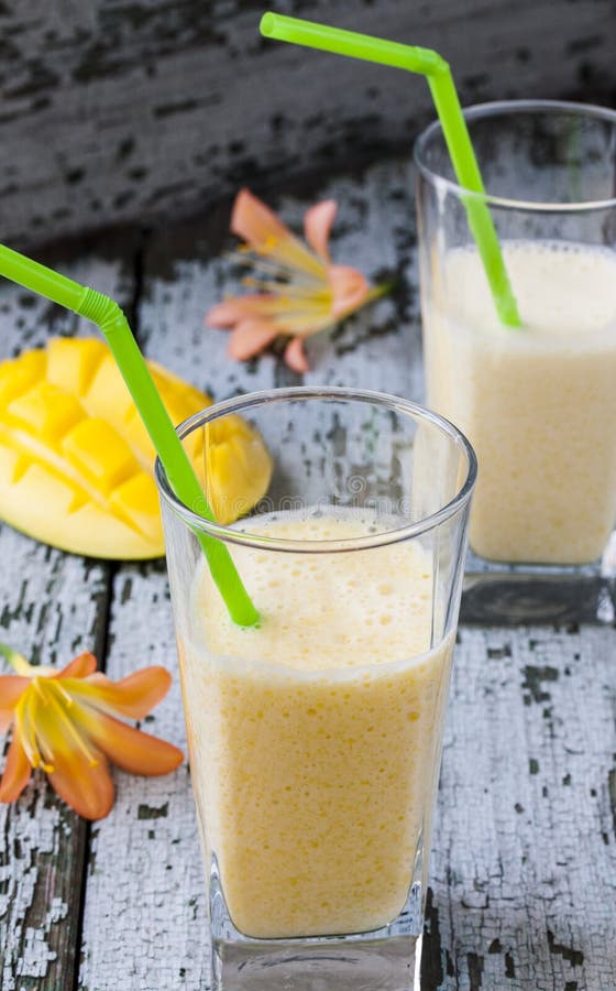 Milkshake with Yogurt and Mango Stock Image - Image of fruit, delicious ...