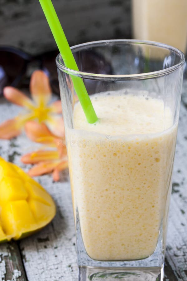 Milkshake with Yogurt and Mango Stock Image - Image of cold, organic ...