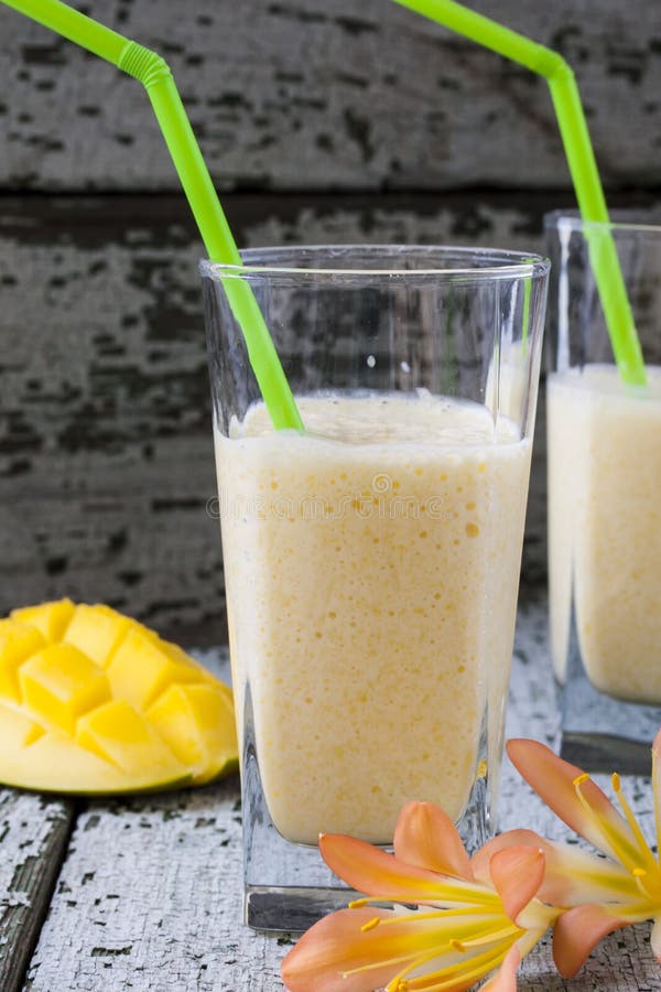 Milkshake with Yogurt and Mango Stock Photo - Image of restaurant ...