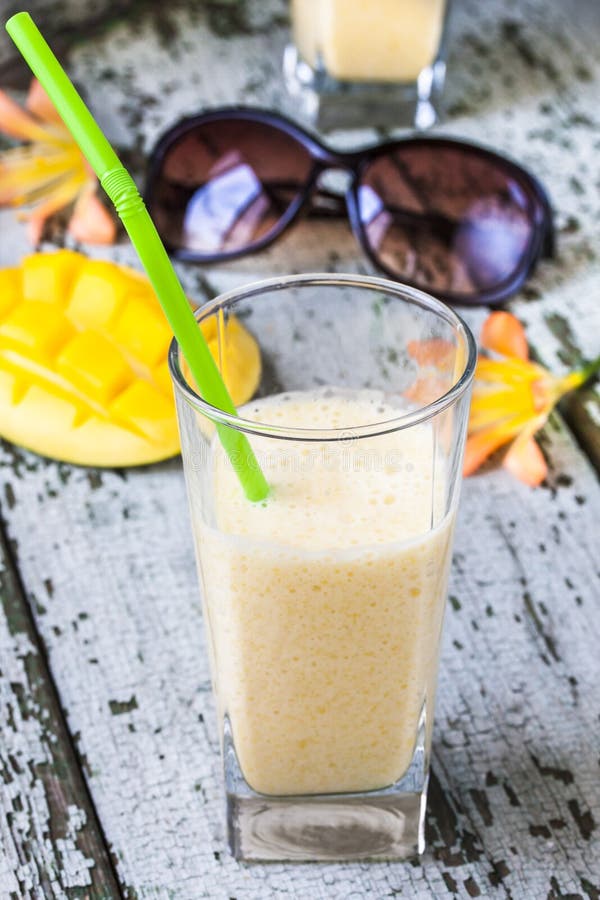Milkshake with Yogurt and Mango Stock Photo - Image of fruit, healthy ...