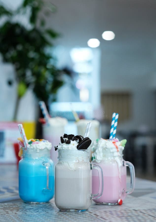Milkshakes stock image. Image of table, details, foam - 89388593