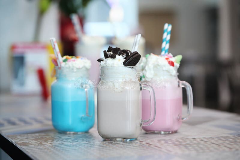 Milkshakes stock image. Image of sweet, refreshment, table - 89431995