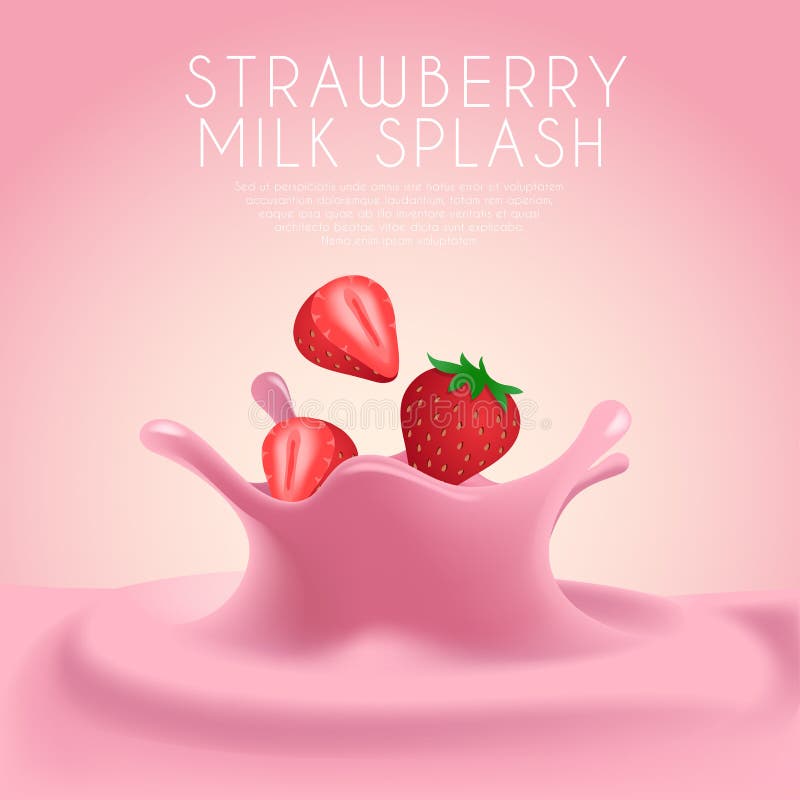 Fresh Strawberry Milk Label Template with Crown : Vector Illustration ...
