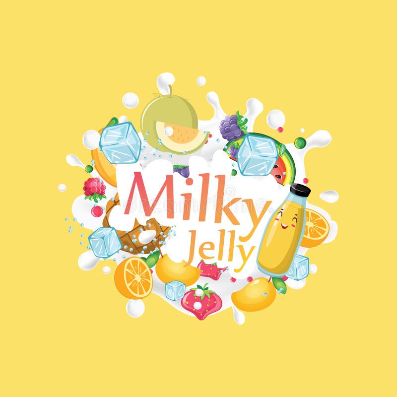 Milky Jelly Ice Bottle Fruits Stock Vector - Illustration of bottle ...