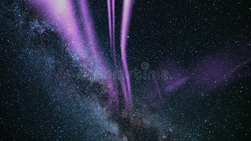Milky Way and Aurora Purple Loop in Southeast Sky Stock Video - Video ...