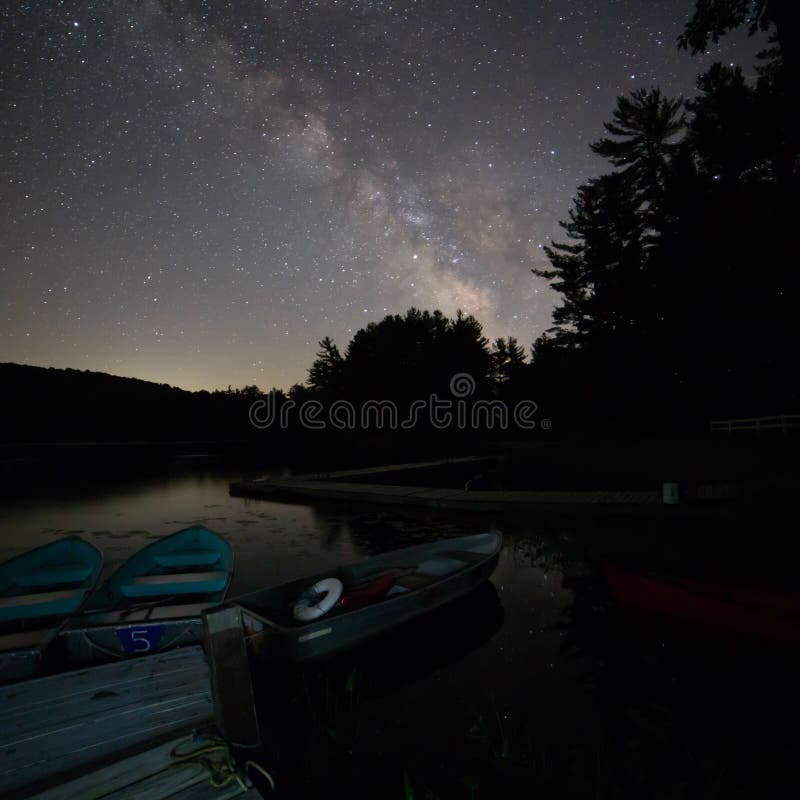 Milky Way from a boat dock stock image. Image of boat - 120739871