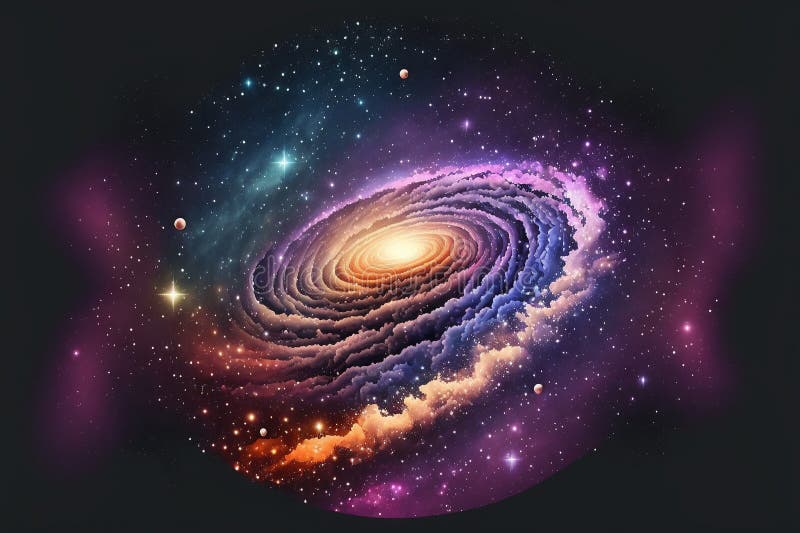 Milky Way Galaxy in the Background with Stars and Cosmic Particles ...