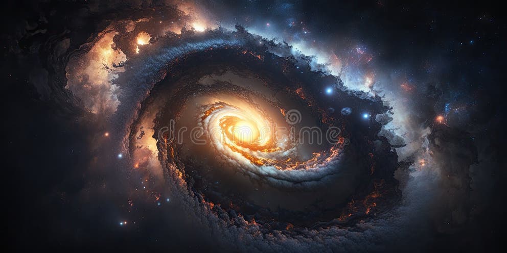 Milky Way Galaxy Colliding with Andromeda Galaxy Stock Illustration ...