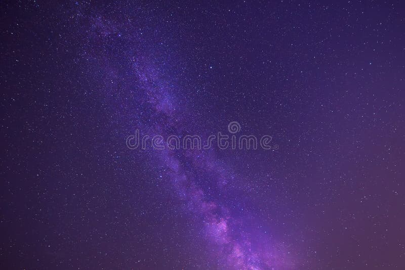 Milky Way Galaxy in Dark Purple Night Sky Stock Image - Image of ...