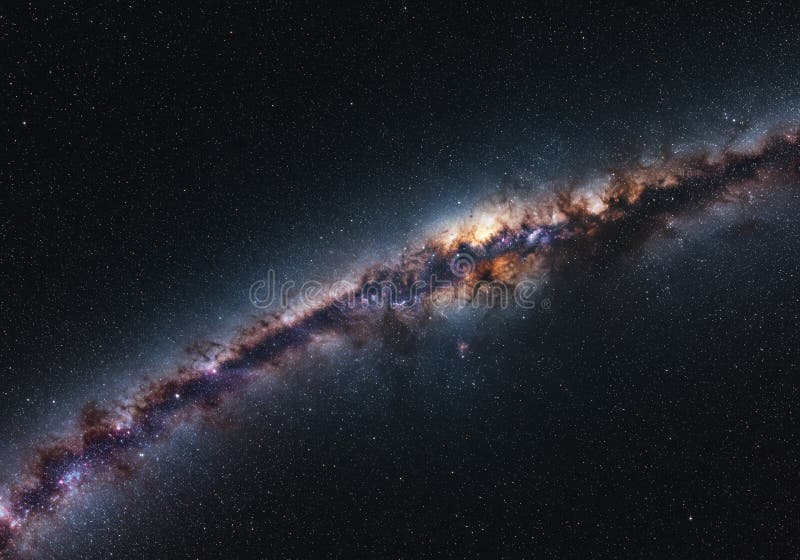 Milky Way Galaxy at Night with Vibrant Colors Stock Illustration ...