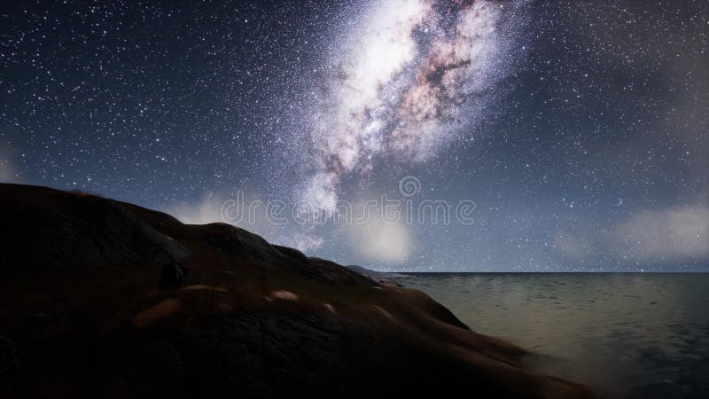 Milky Way Galaxy Over Tropical Island Stock Photo - Image of universe ...