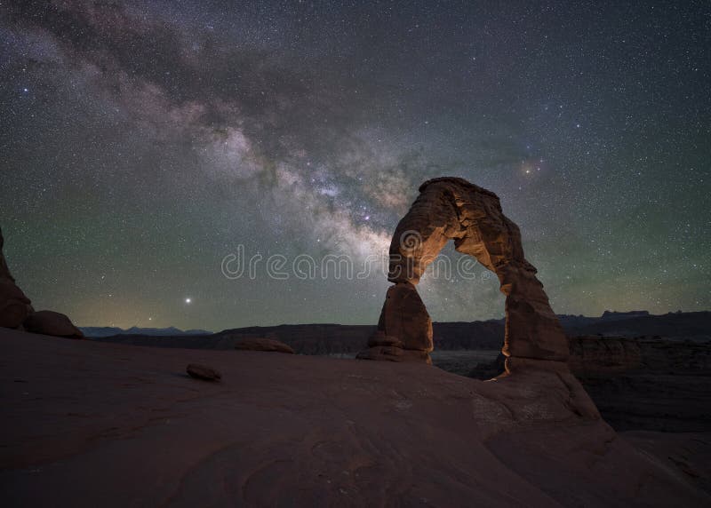 Milky Way Galaxy Rising at Delicate Arch in Utah Stock Photo - Image of ...