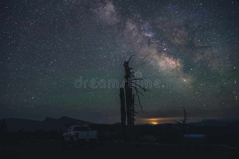 Milky Way Galaxy View at Night in Crater Lake Editorial Image - Image ...