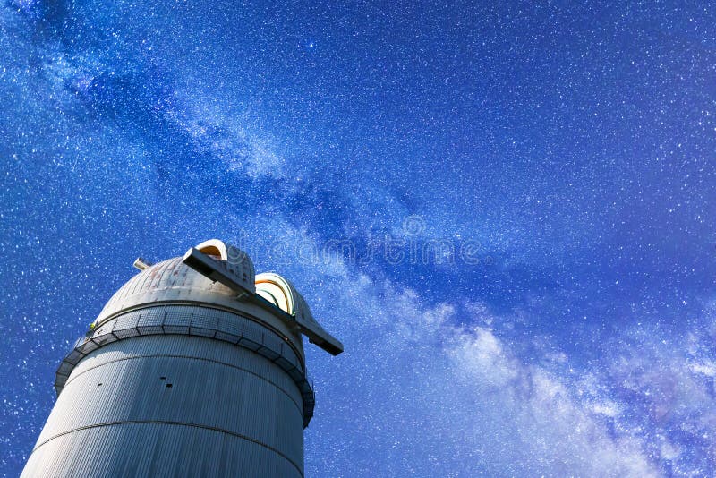Milky Way Landscape and Observatory Stock Image - Image of discovery ...