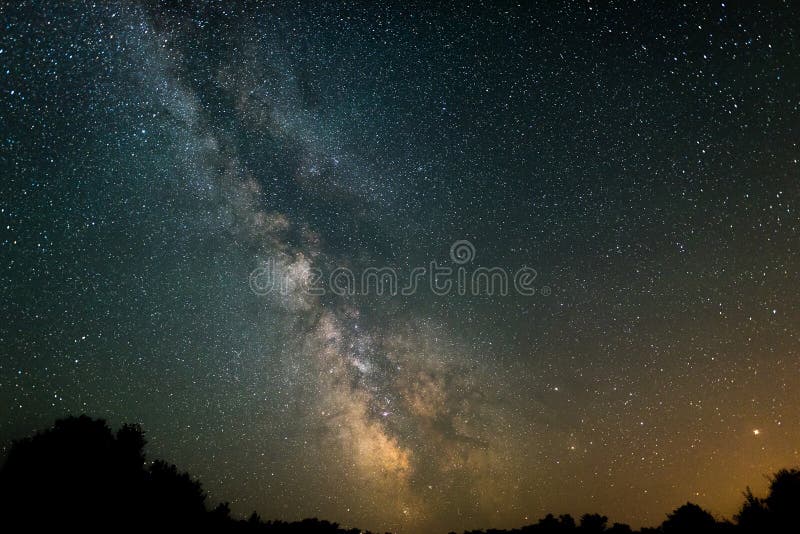 Milky Way Night Sky Stars Shooting Star Stock Photo - Image of stars ...