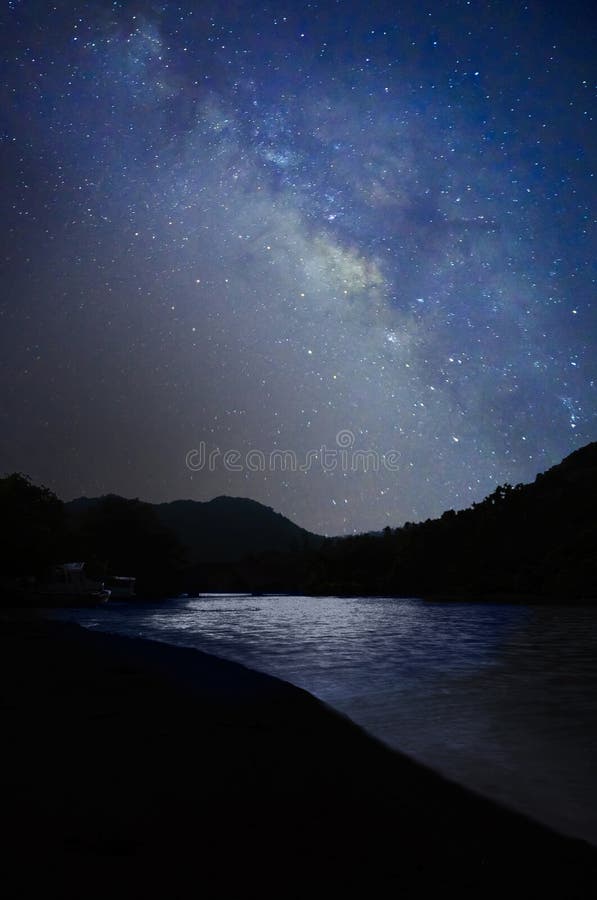 Milky Way Over a Lake Showing Stars and Gases Stock Photo - Image of ...