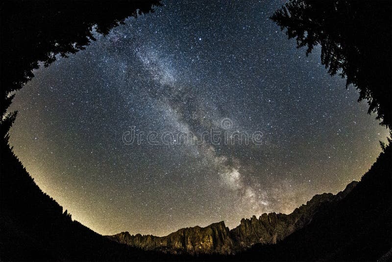 Milky Way Over Latemar, Dolomiti Stock Image - Image of alps, adige ...
