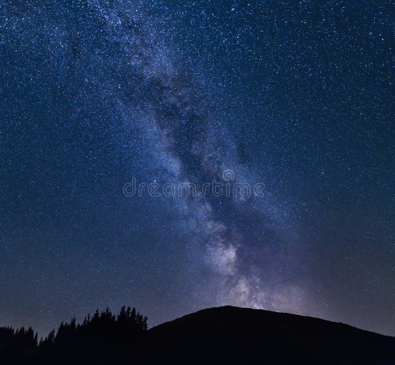 Milky Way over mountains stock image. Image of stars - 58667419