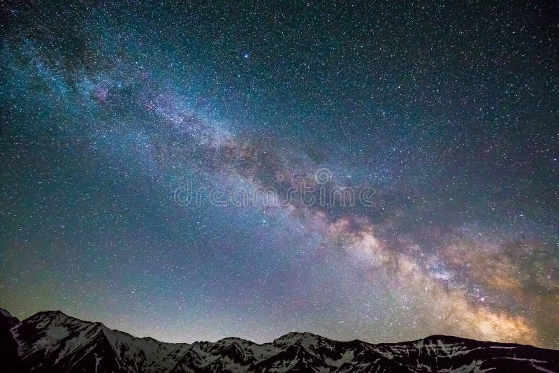 Milky Way Over the Mountains Stock Image - Image of long, darkness ...