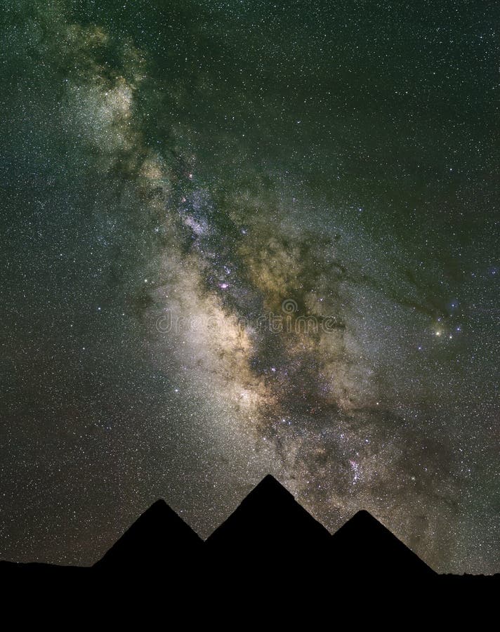 The Milky Way Over the Pyramids in Egypt Stock Image - Image of stars ...