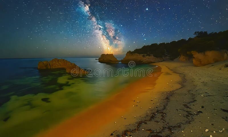 Milky Way over Sandy Beach stock video. Video of tropical - 333394251