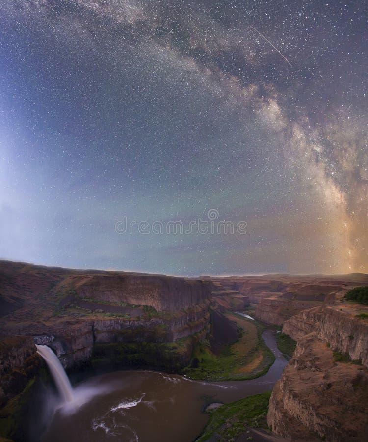 Milky Way Over the Waterfalls Stock Photo - Image of night, summer ...