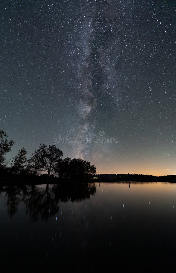 Milky Way and the Pool Reflections, Vertical Composition Stock Image ...