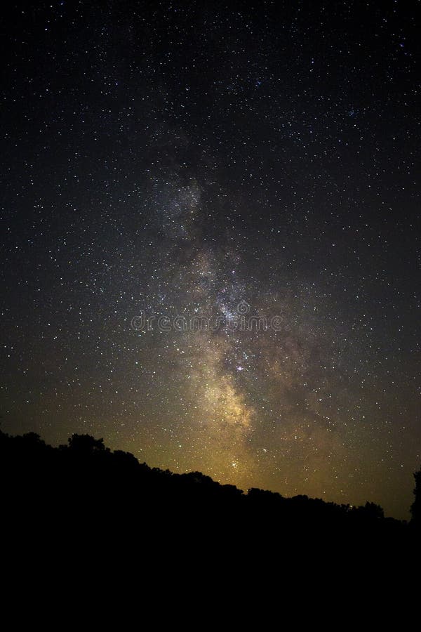 Milky Way Rises Over a Tree Line Stock Image - Image of milkyway, stars ...
