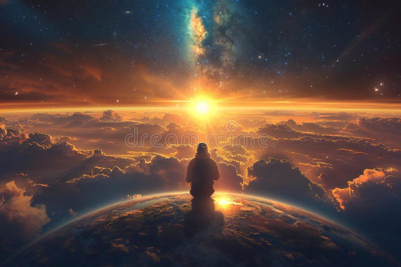 A Milky Way Rising Behind the Earth and Sun, High Quality, High ...