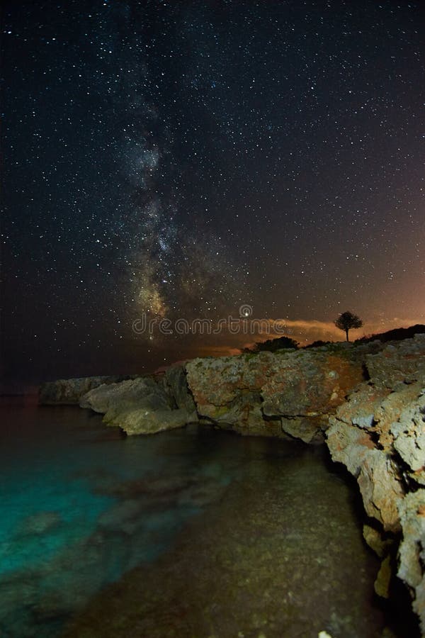 Milky way by the sea stock image. Image of menorca, forward - 163676953