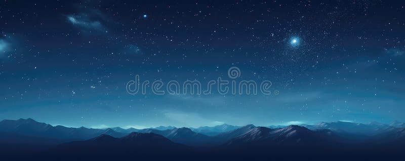 Milky Way and Stars in Panoramic Blue Night Sky Stock Photo - Image of ...