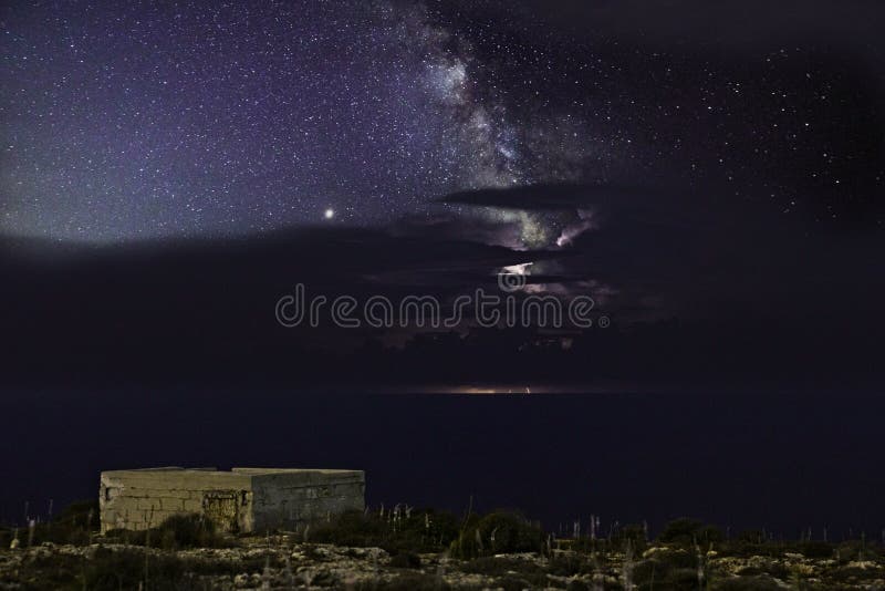 Milky Way and Storm Cell stock image. Image of rises - 196288293