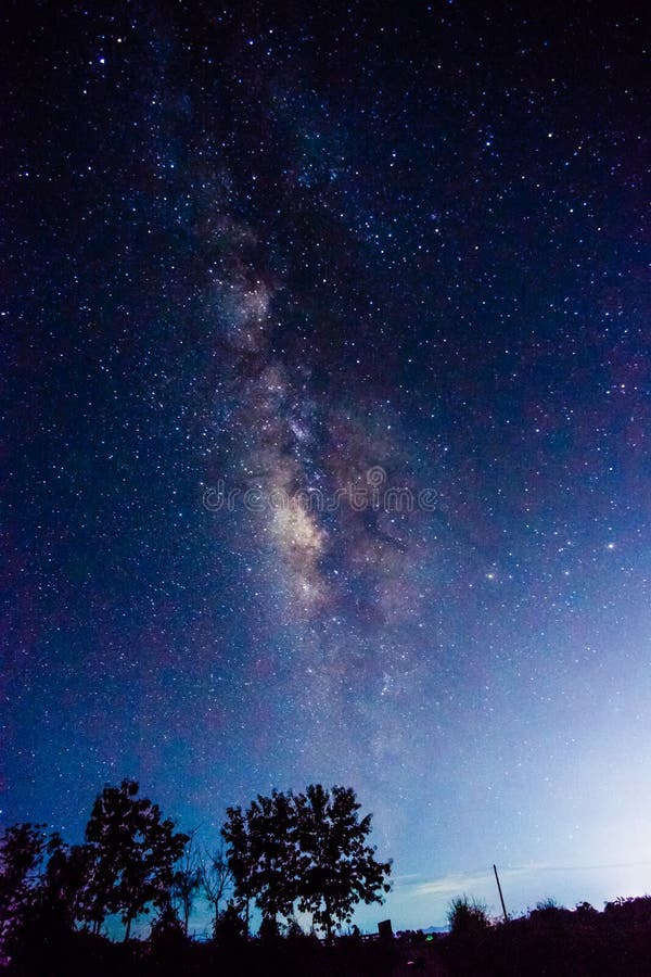 Milky way in summer night stock photo. Image of blue - 70006388