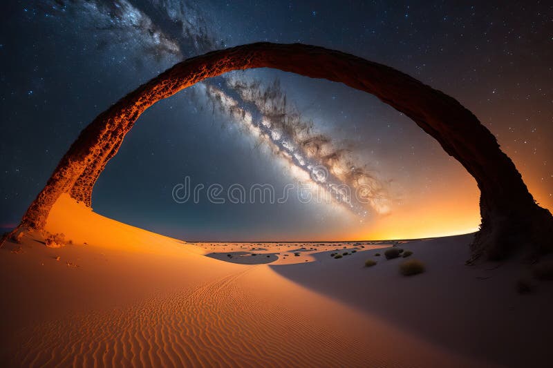 Milky Ways Reverse Arch on Sand Dunes in Cervantes, Australia Stock ...